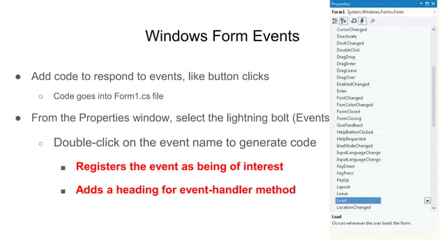 LECTURE 12 WINDOWS FORMS PART 2.pptx | Operating Systems | Computer Software and Applications