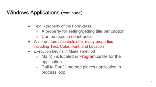 LECTURE 12 WINDOWS FORMS PART 2.pptx | Operating Systems | Computer Software and Applications