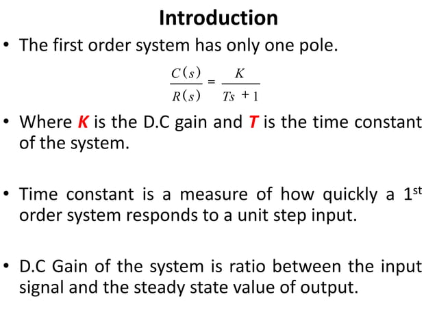 Lecture 13 14-time_domain_analysis_of_1st_order_systems | PPTX | Chemistry | Science