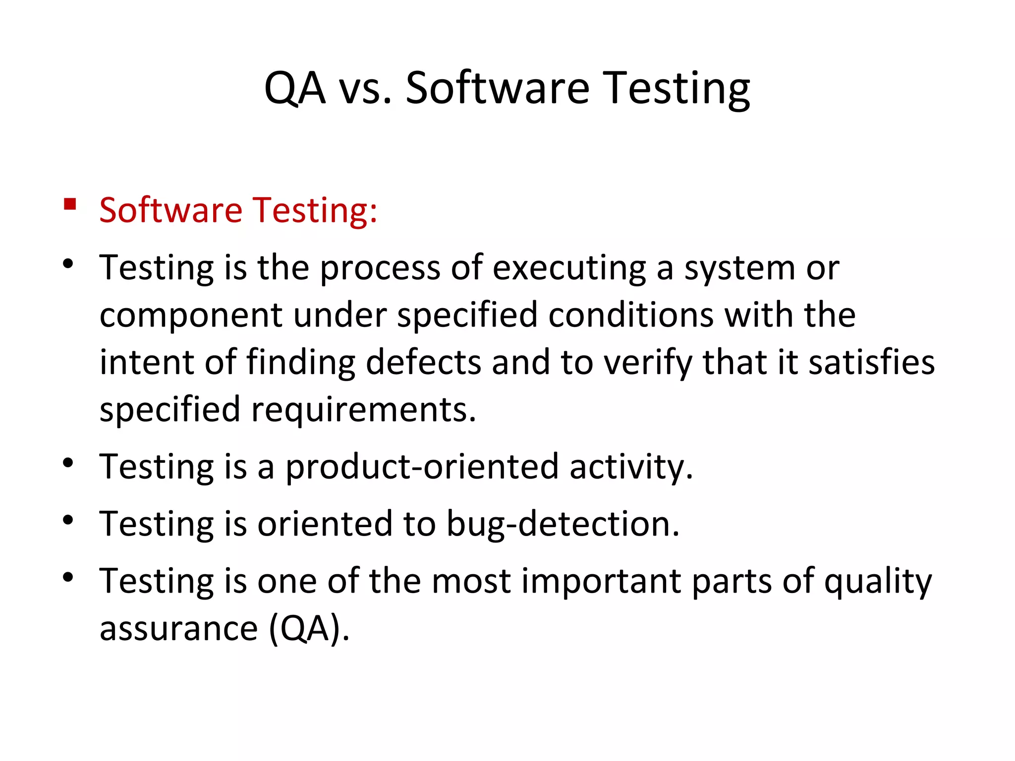 Software Engineering (Software Quality Assurance & Testing ...