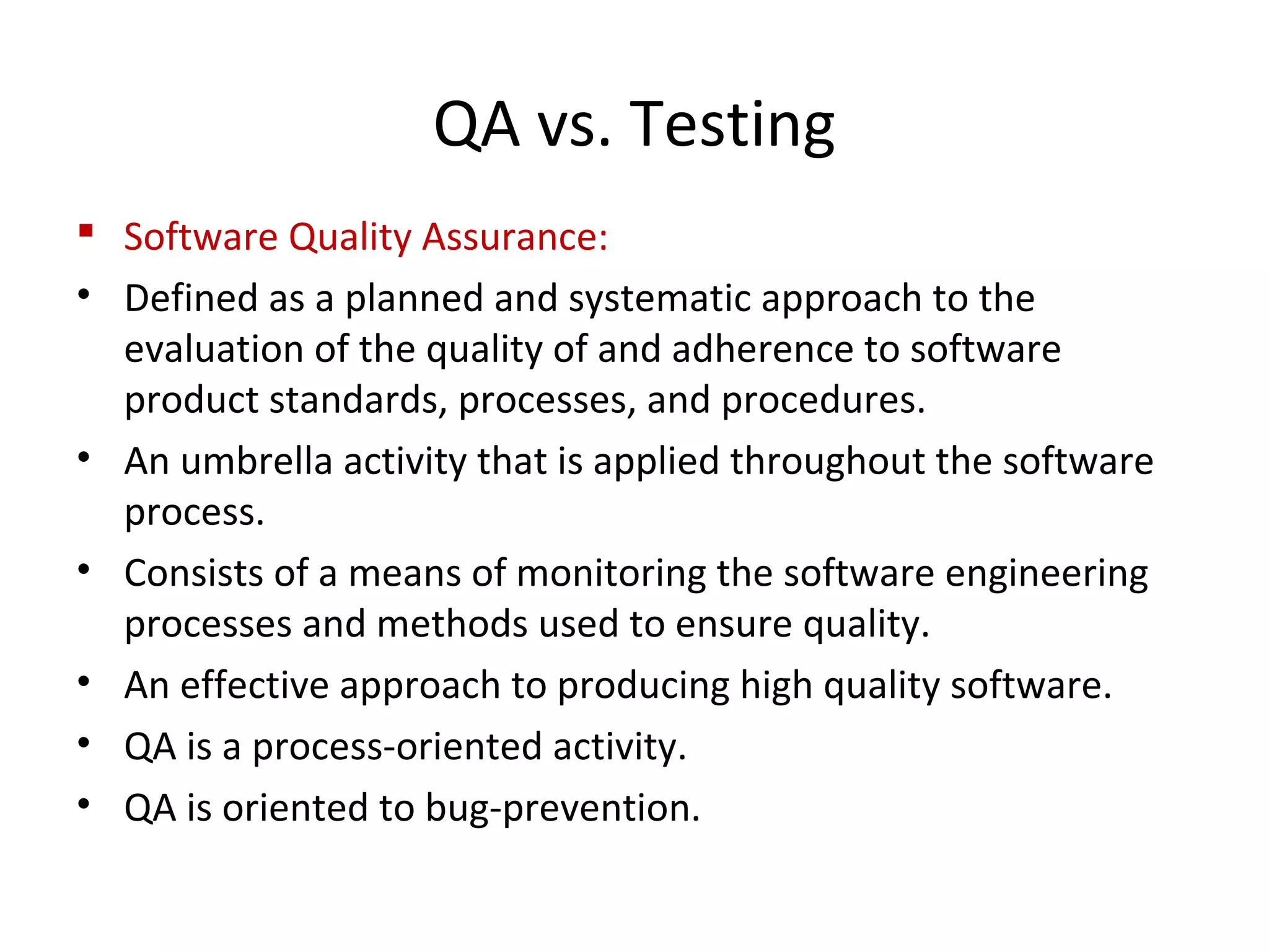 Software Engineering (Software Quality Assurance & Testing ...