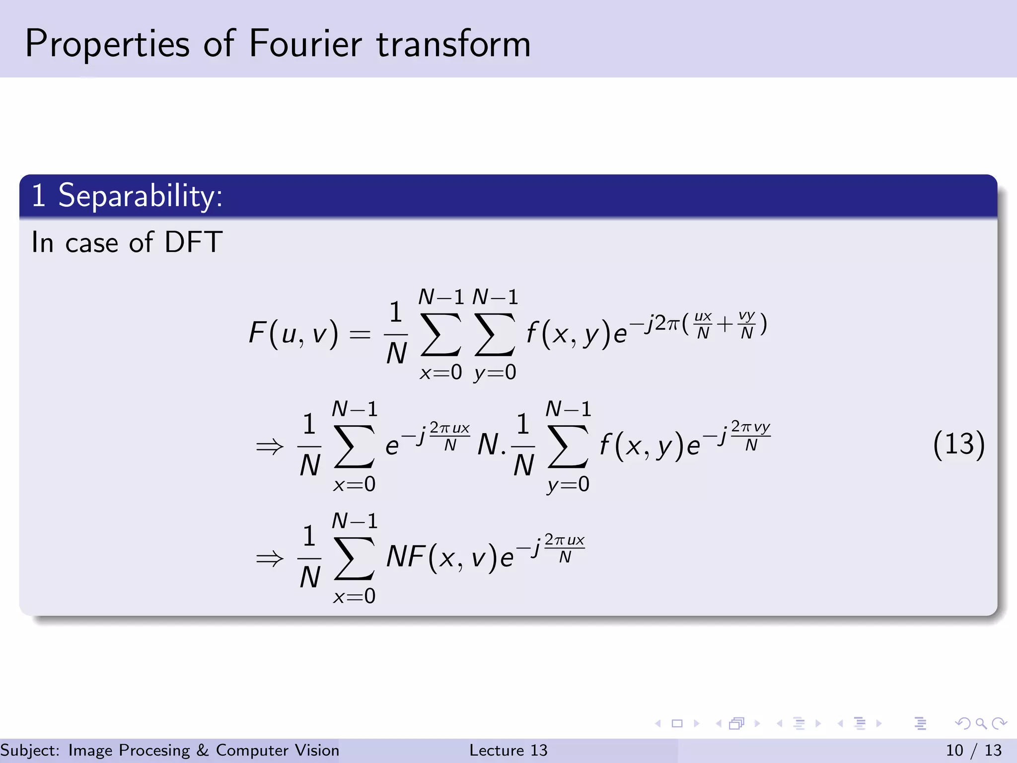 Lecture 13 Usage Of Fourier Transform In Image Processing Pdf