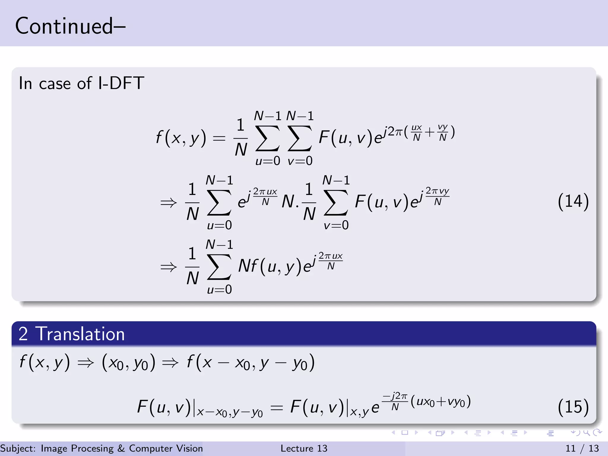 Lecture 13 Usage Of Fourier Transform In Image Processing Pdf