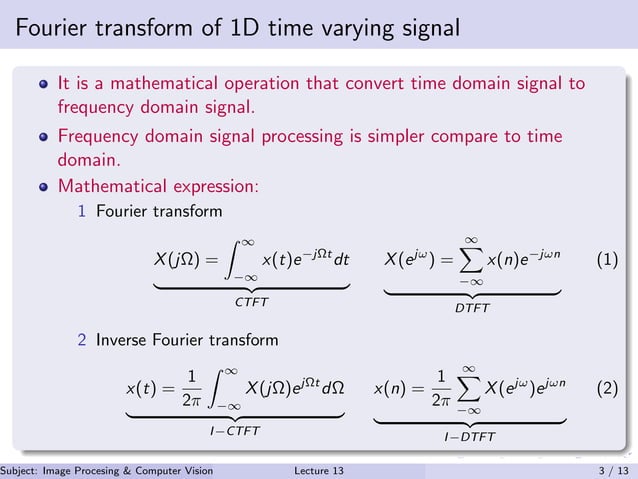 Lecture 13 Usage Of Fourier Transform In Image Processing Pdf Graphics Software Computer