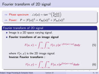 Lecture 13 (Usage of Fourier transform in image processing) | PDF