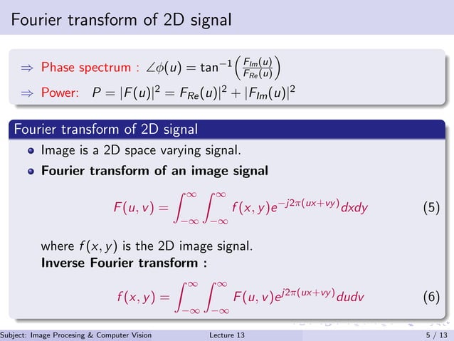 Lecture 13 (Usage of Fourier transform in image processing) | PDF | Graphics Software | Computer ...