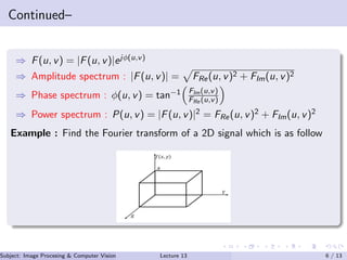 Lecture 13 (Usage of Fourier transform in image processing) | PDF