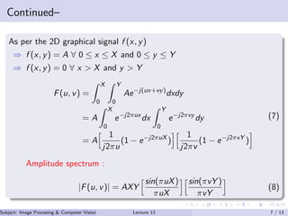 Lecture 13 (Usage of Fourier transform in image processing) | PDF