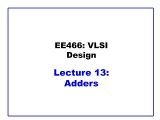 Lecture on Adders in VLSI Design in ECE Engineering | PPT