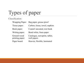 Paper manufacturing for chemical engineering | PPTX