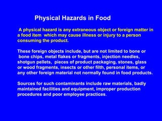 food safety, and types of hazards in food | PPT