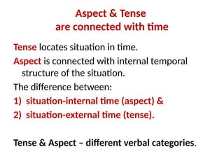The Verb: Tense, Aspect, Phase in English | PPTX