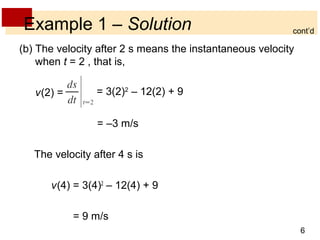 Instantaneous Velocity Example