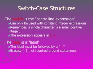 Lecture13 control statementswitch.ppt | Programming Languages | Computing