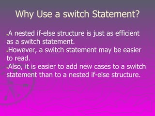 Lecture13 control statementswitch.ppt | Programming Languages | Computing