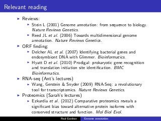 BIOL335: How to annotate a genome | PDF