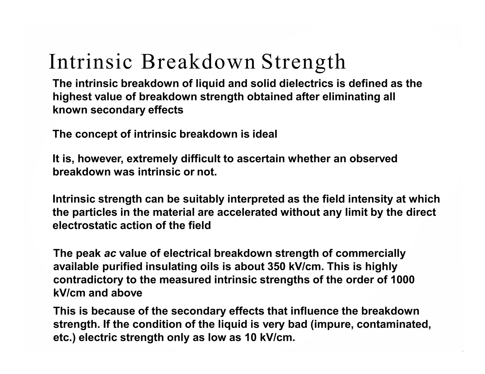 Lecture 13 - Liquid Dielectric and its Types with Breakdown in Liquid ...