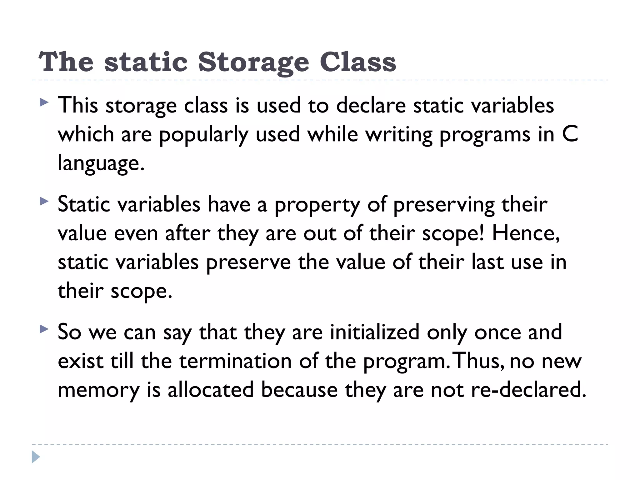 Lecture 13 - Storage Classes | PPT