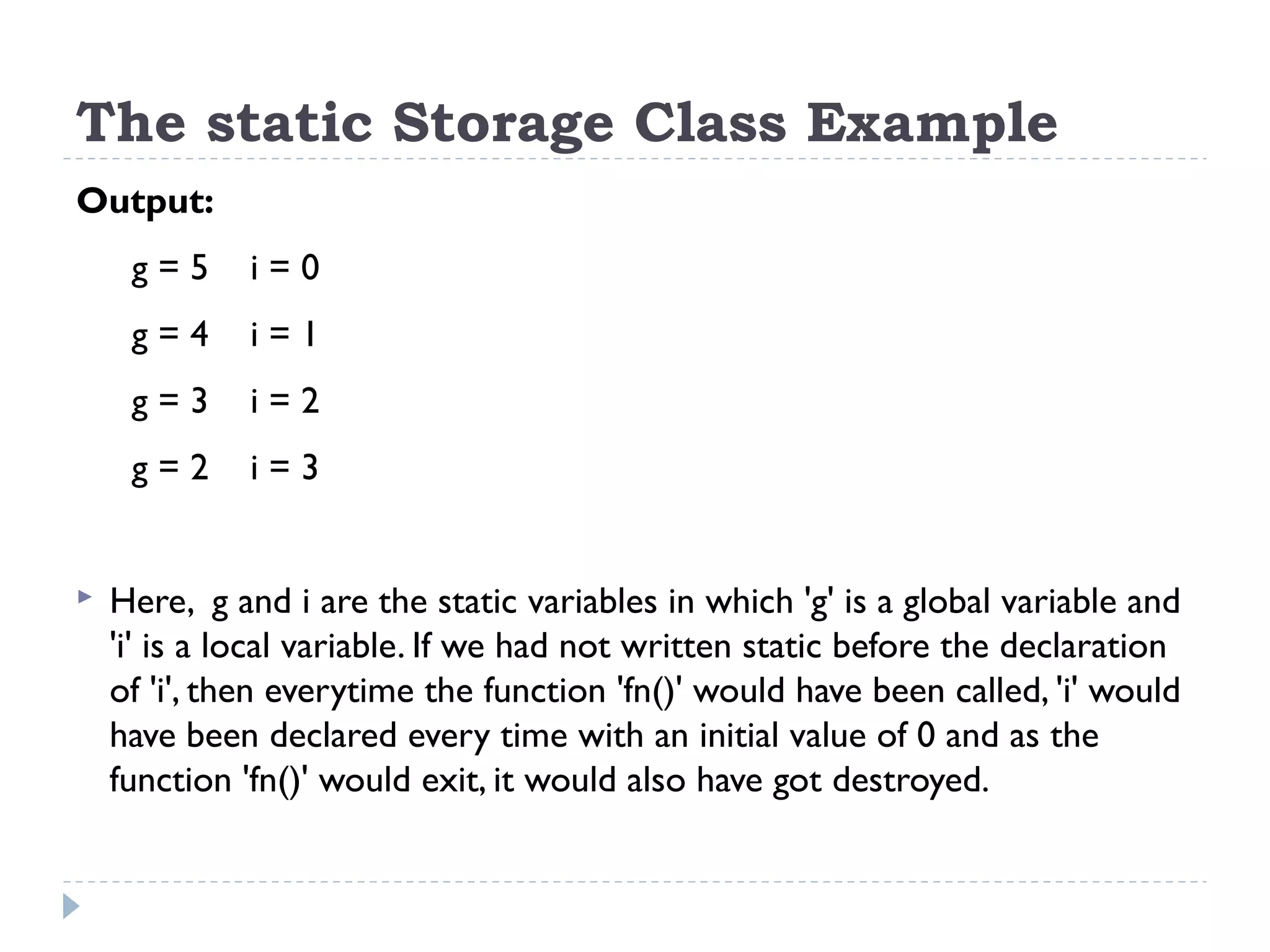 Lecture 13 - Storage Classes | PPT