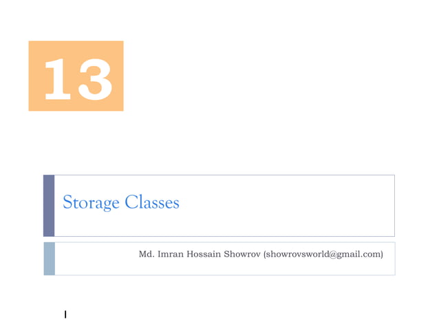 Lecture 13 - Storage Classes | PPT | Programming Languages | Computing