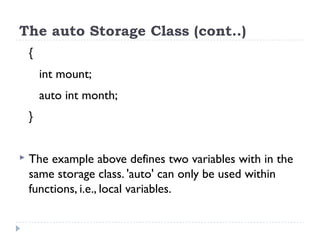 Lecture 13 - Storage Classes | PPT