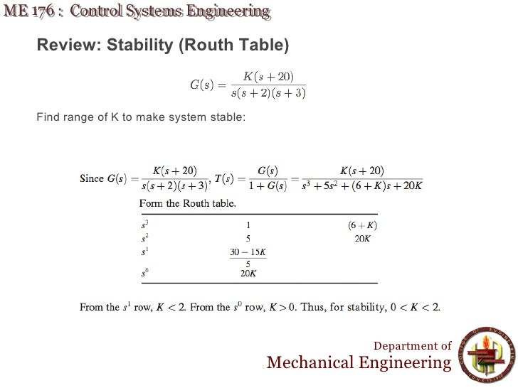 Lecture 13 ME 176 6 Steady State Error Re
