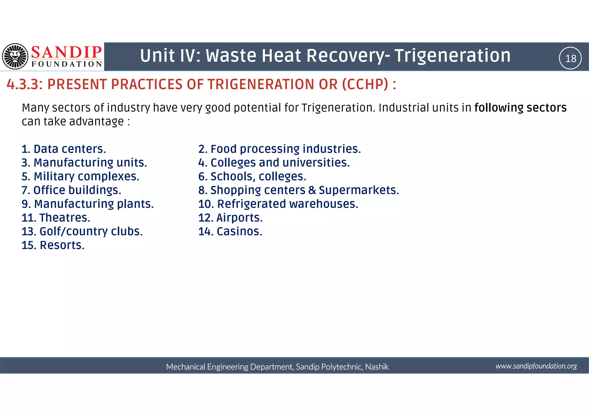 Lecture 13_PPE_Unit 4: Waste Heat Recovery, Cogeneration ...