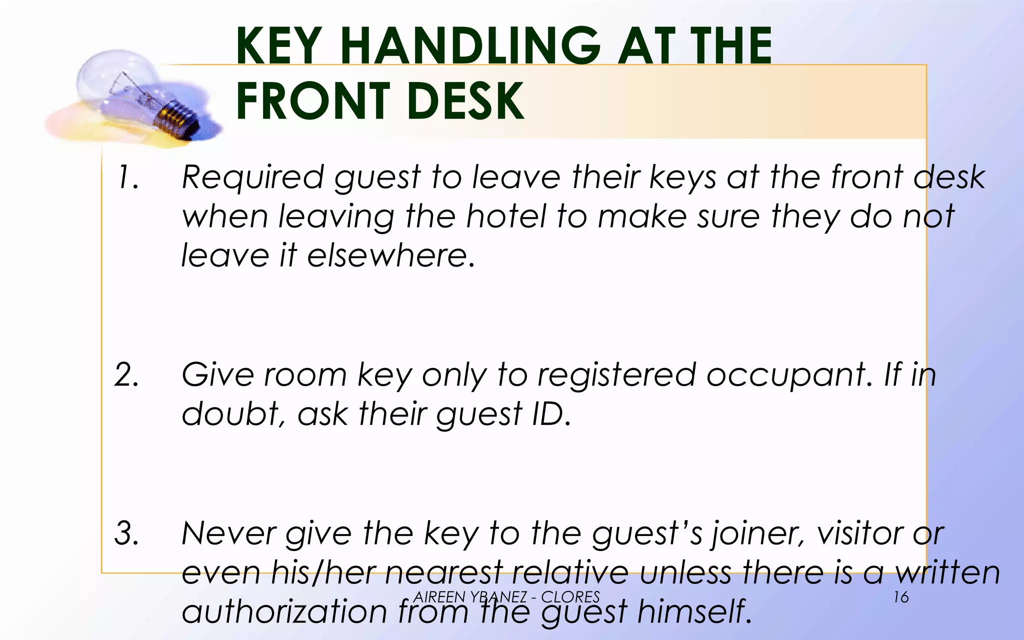 Lecture 13 safety and security in housekeeping | PPT