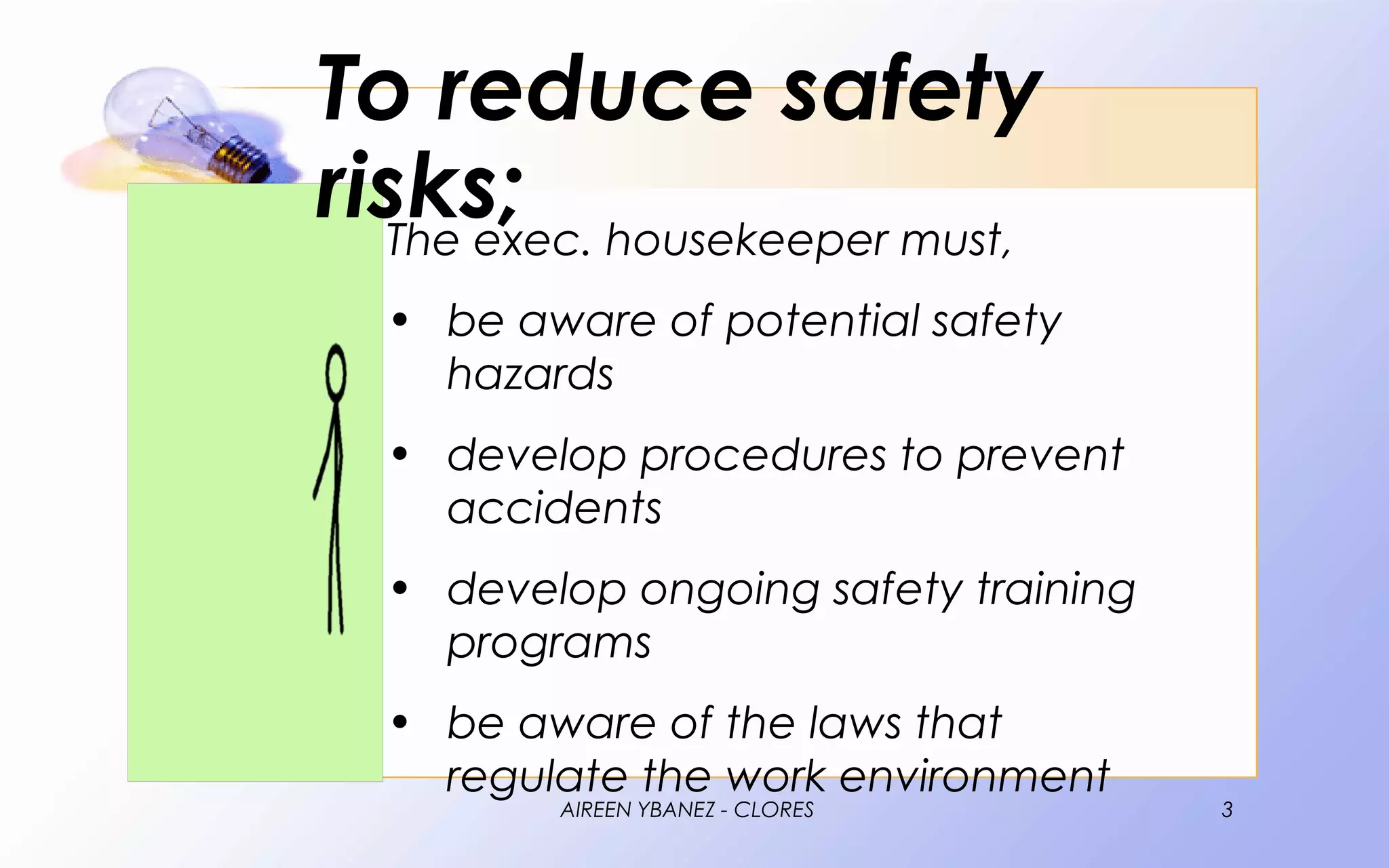 Lecture 13 safety and security in housekeeping | PPT