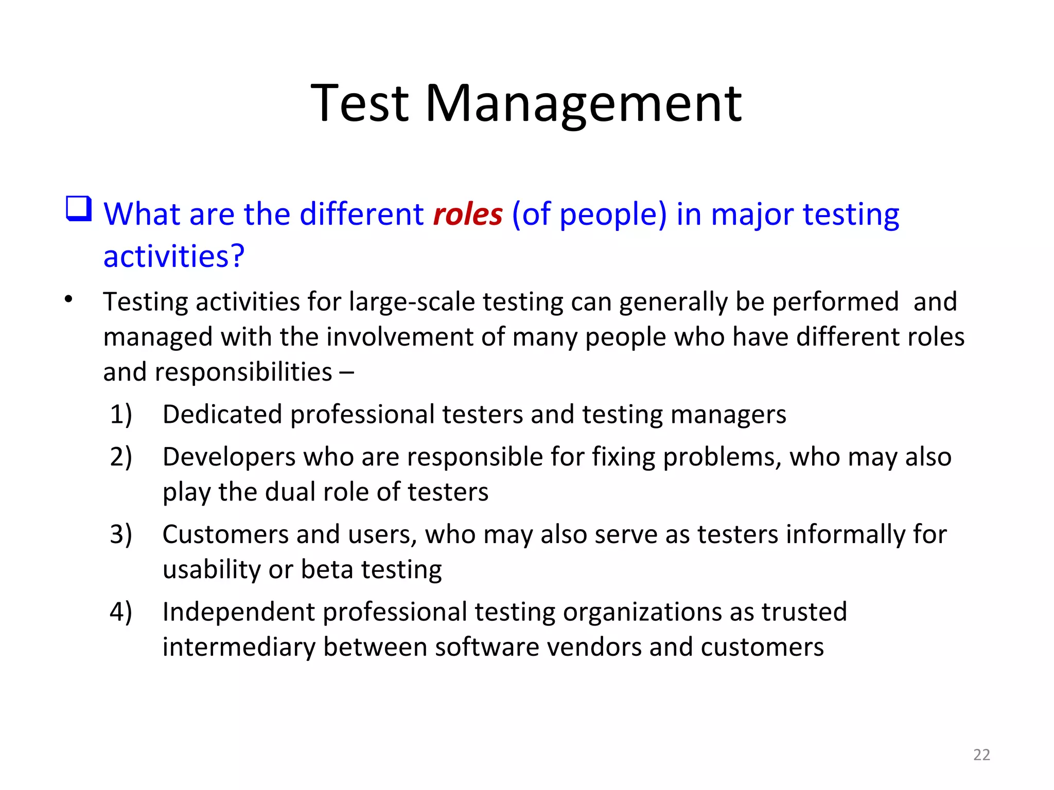 Software Engineering Testing Activities Management And Automation Ppt