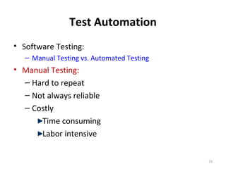 Software Engineering (Testing Activities, Management, and Automation) | PPT