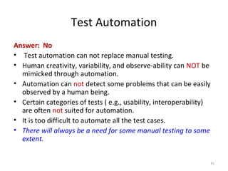 Software Engineering (Testing Activities, Management, and Automation) | PPT