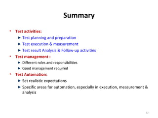 Software Engineering (Testing Activities, Management, and Automation) | PPT