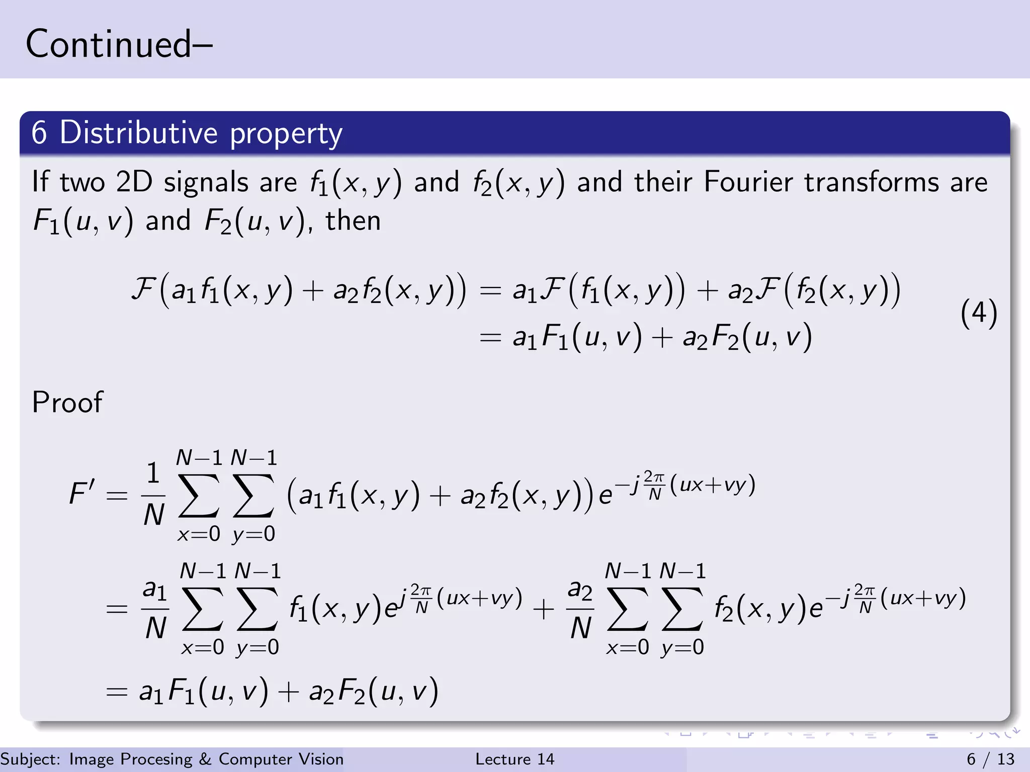 Lecture 14 Properties of Fourier Transform for 2D Signal | PDF