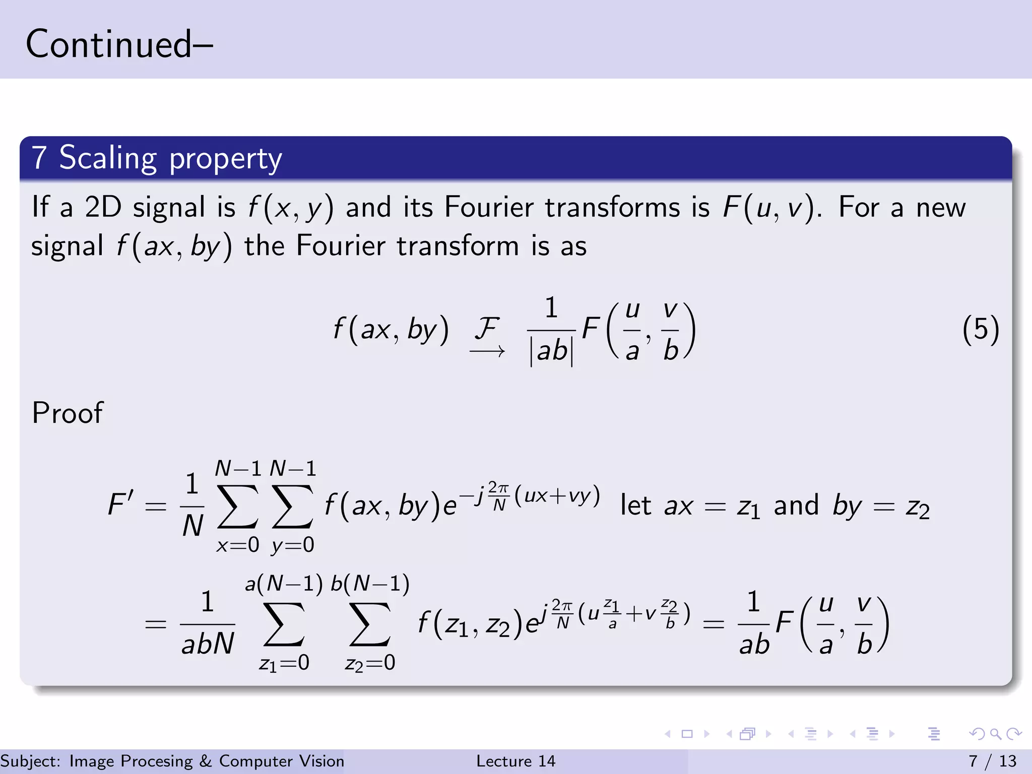 Lecture 14 Properties of Fourier Transform for 2D Signal | PDF