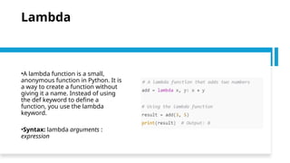 Lecture 14. Lamda, filter, map, zip.pptx