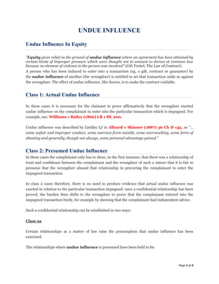 Lecture 14 undue influence - notes | DOCX