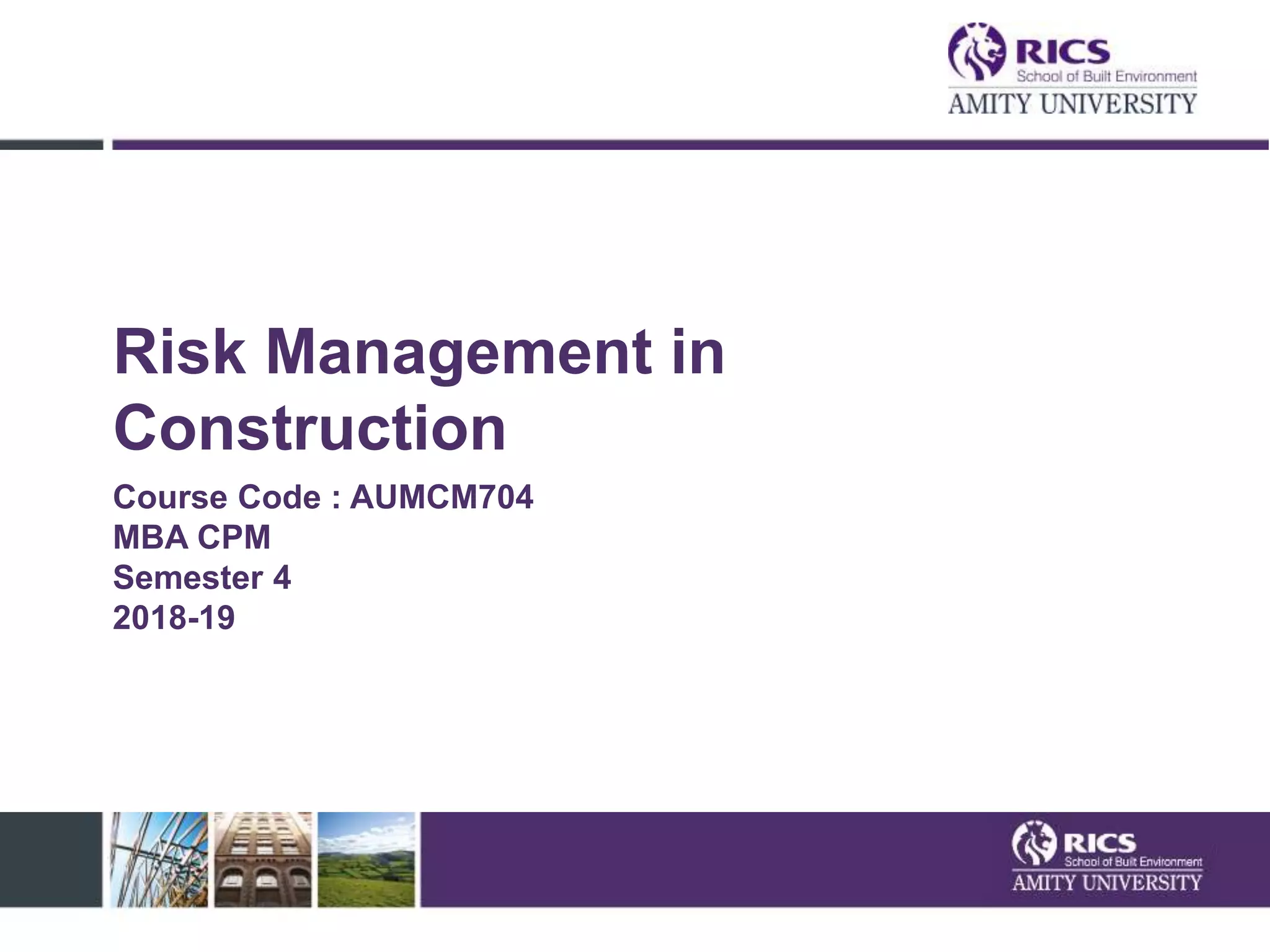 Lecture 14,15,16 RMC - Module 1 Risk Check list for a Building Project ...