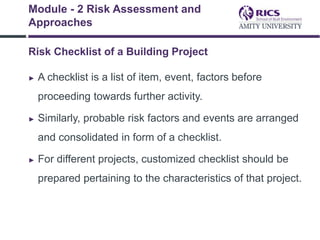 Lecture 14,15,16 RMC - Module 1 Risk Check list for a Building Project ...