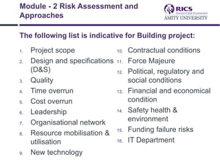 Lecture 14,15,16 RMC - Module 1 Risk Check list for a Building Project ...