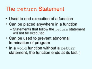 the return statement in programming languages | PPT