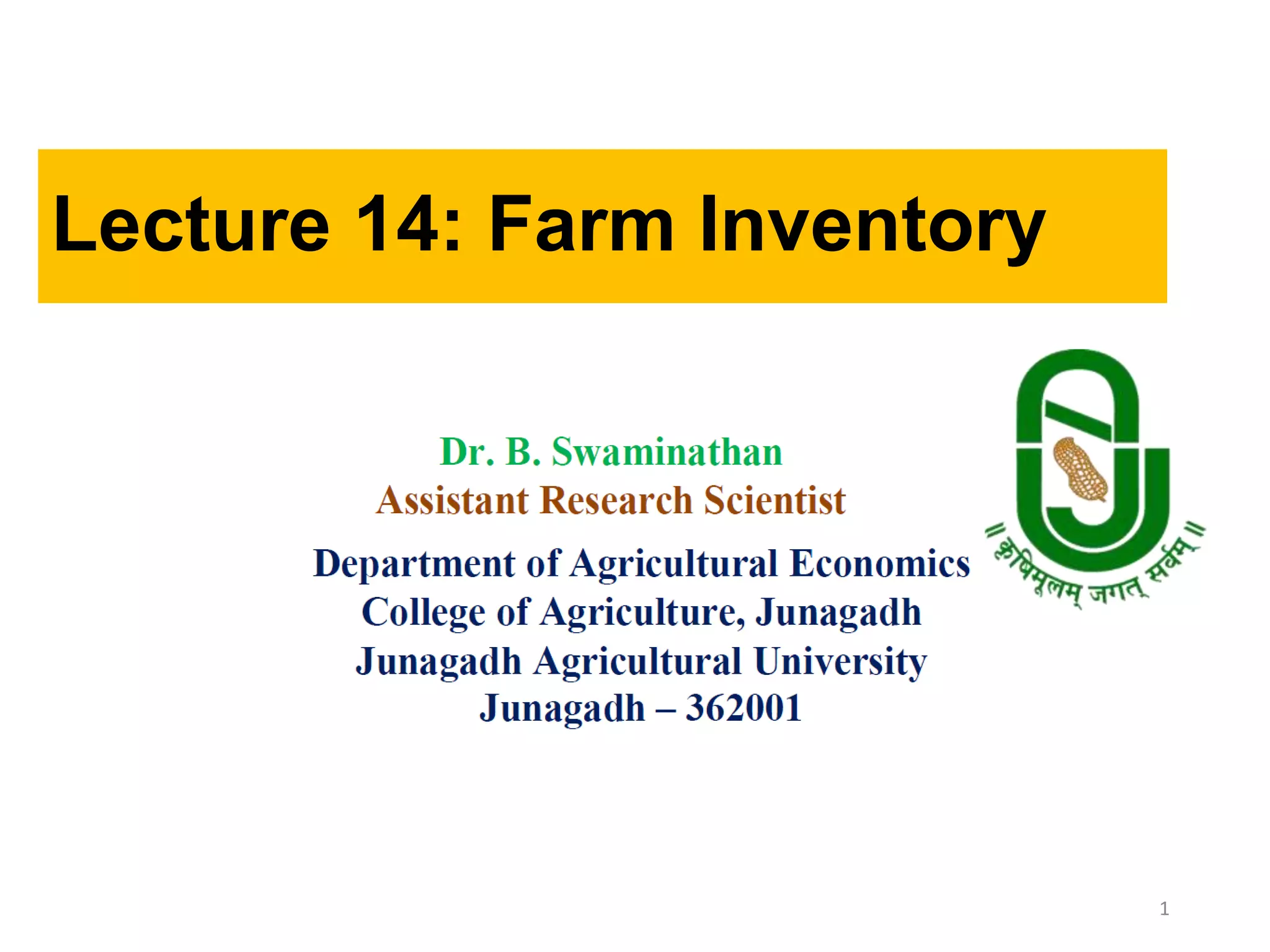 Lecture 14 Farm Inventory | PPTX