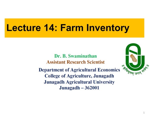 Lecture 14 Farm Inventory | PPTX
