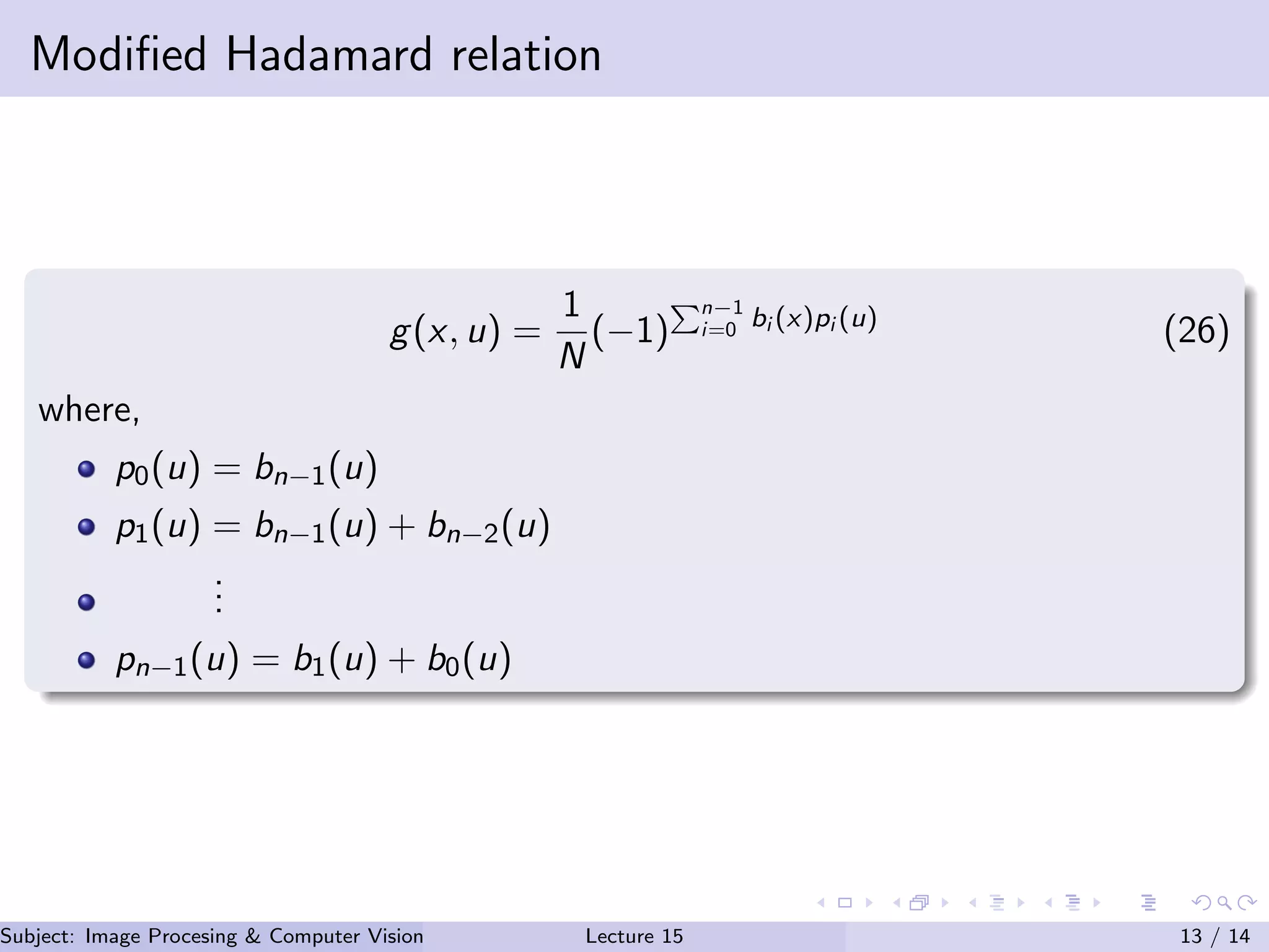 Lecture 15 DCT, Walsh and Hadamard Transform | PDF