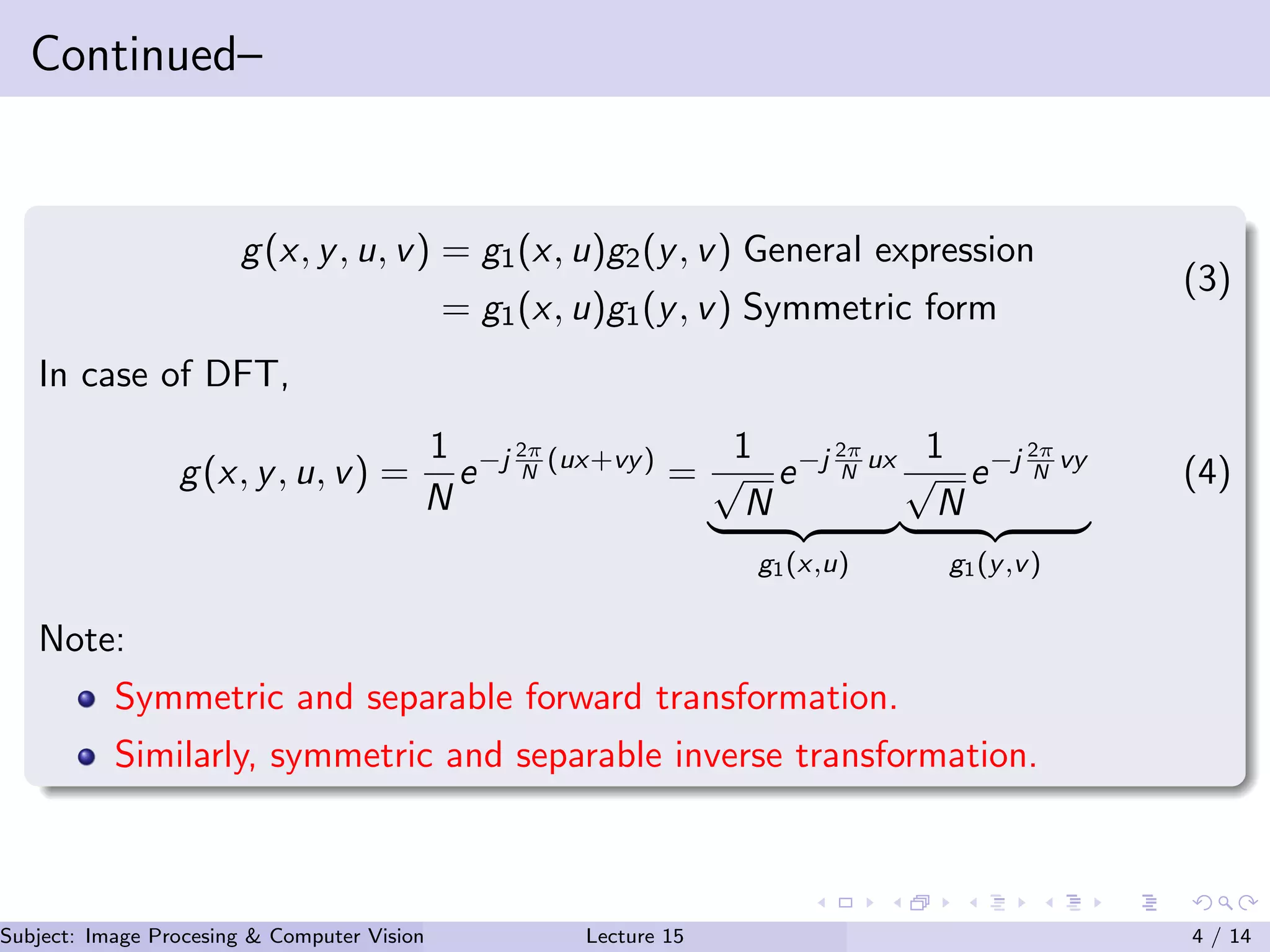 Lecture 15 DCT, Walsh and Hadamard Transform | PDF