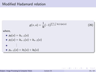 Lecture 15 DCT, Walsh and Hadamard Transform | PDF