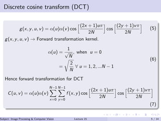 Lecture 15 DCT, Walsh and Hadamard Transform | PDF