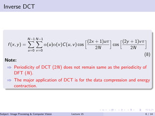 Lecture 15 DCT, Walsh and Hadamard Transform | PDF