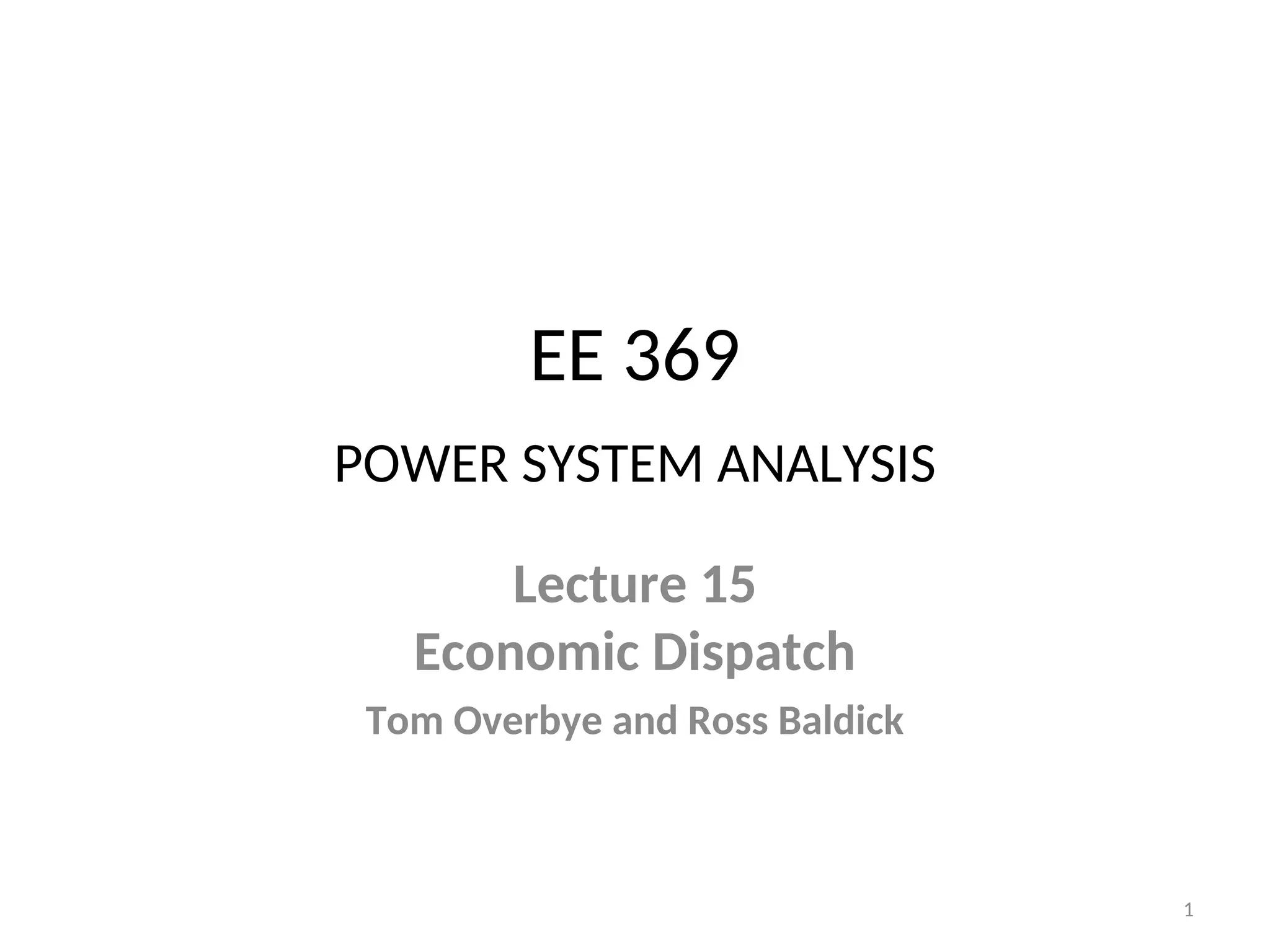 electrical Economic Operation Of Power Systems | PPT