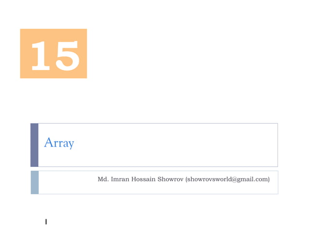Lecture 15 - Array | PPT